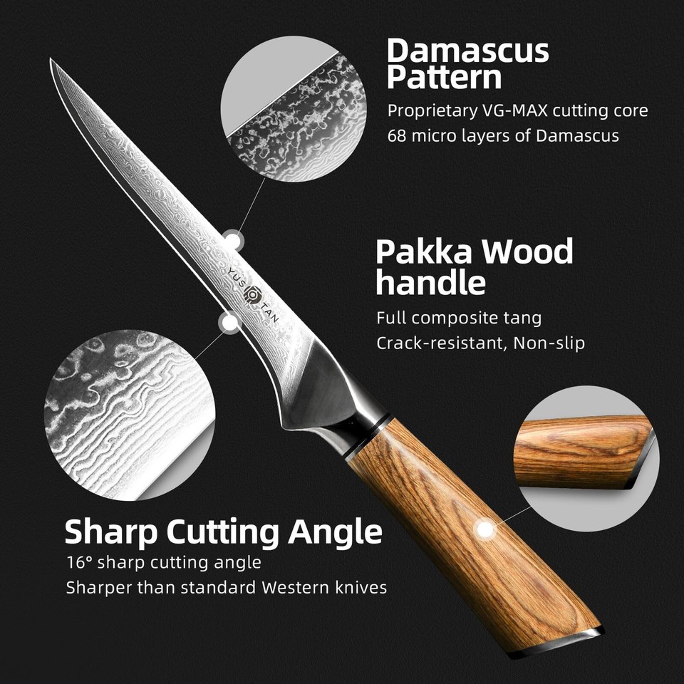 Super Sharp Damascus Japanese Boning Knife Fish Fillet knife 6 ...