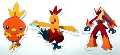 Torchic, Combusken, Blaziken - 3 Vinyl Pokemon Sticker Evolution Set | eBay