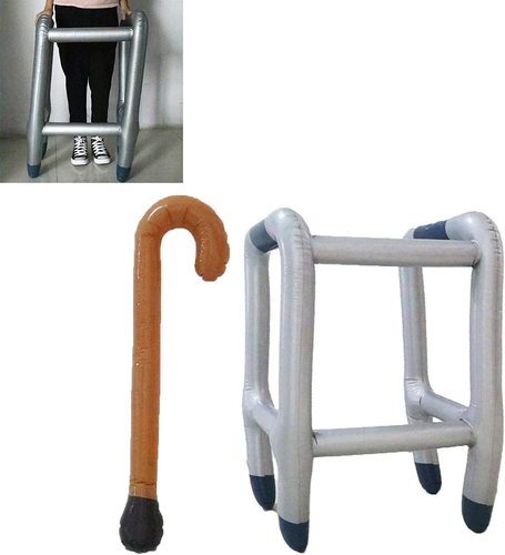 Inflatable Walking Stick & Zimmer Frame Blow up Toy Novelty Gag Joke ...