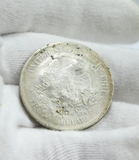 Authentic 1878 US Trade Dollar $1 XF Details Nice Chop Marks (Cleaned ...