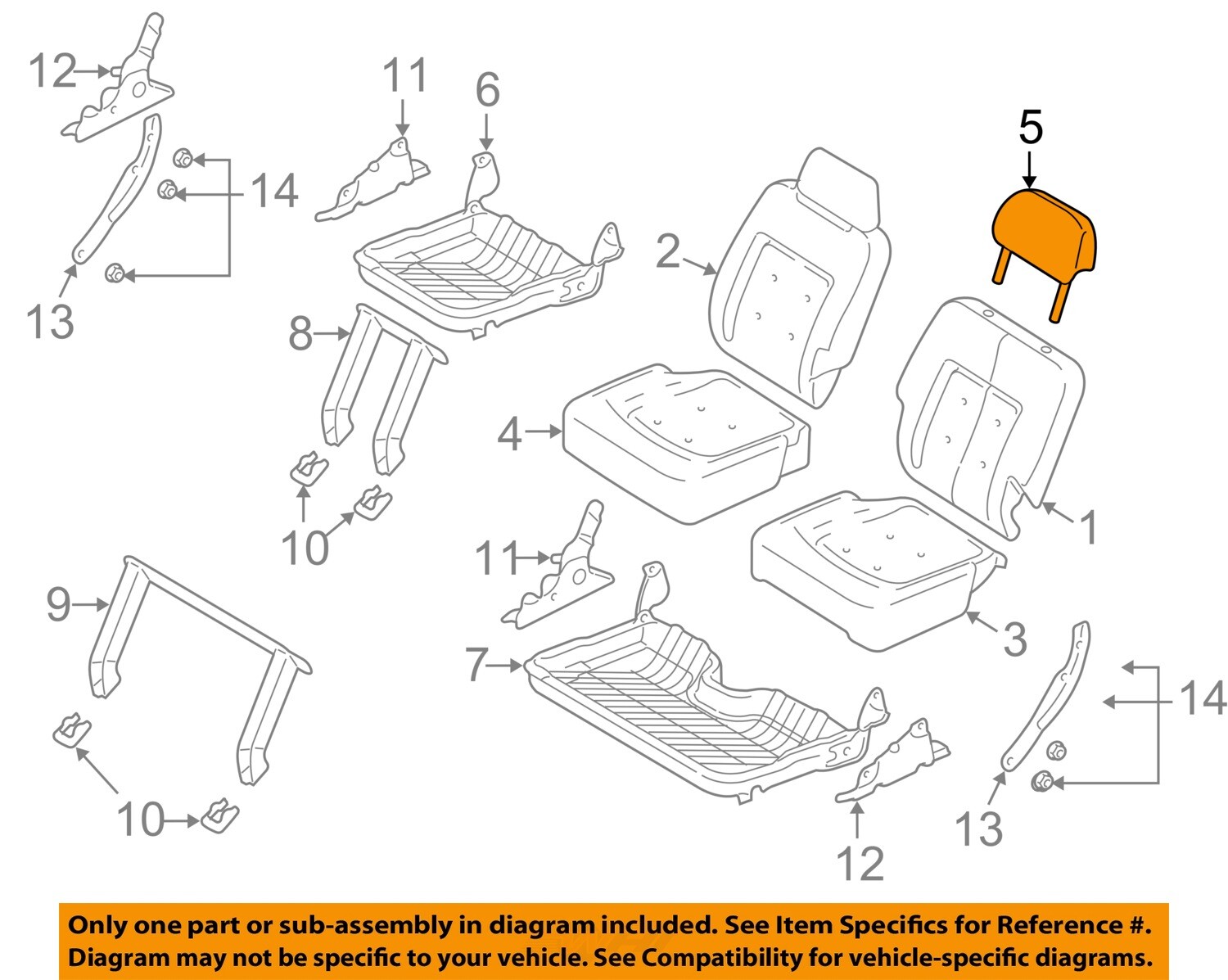 FORD OEM 03-06 Expedition Rear Seat Components-Headrest 2L1Z78611A08BAC ...