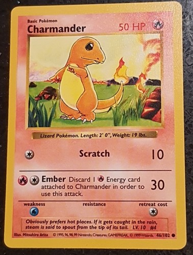 1995 Pokemon Vintage Card : CHARMANDER 46/102 Original Base Set "Near ...