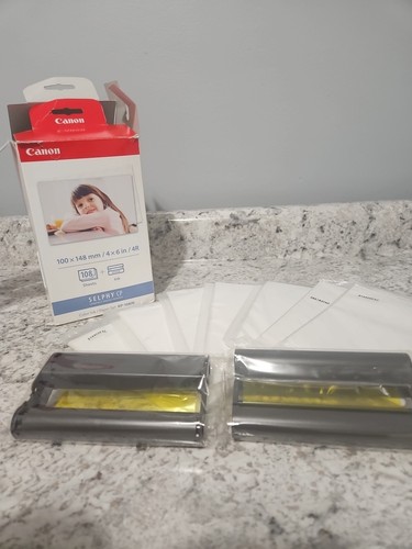 Canon Selphy KP-108IN Color Ink Paper Set 7 Pkgs 4x6 Sheets & 2 Ink ...