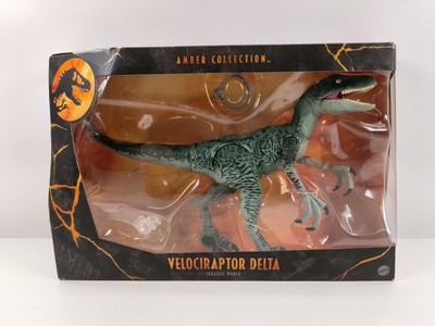 Jurassic Park Amber Velociraptor Delta Figure – Mattel 6” Collectible ...