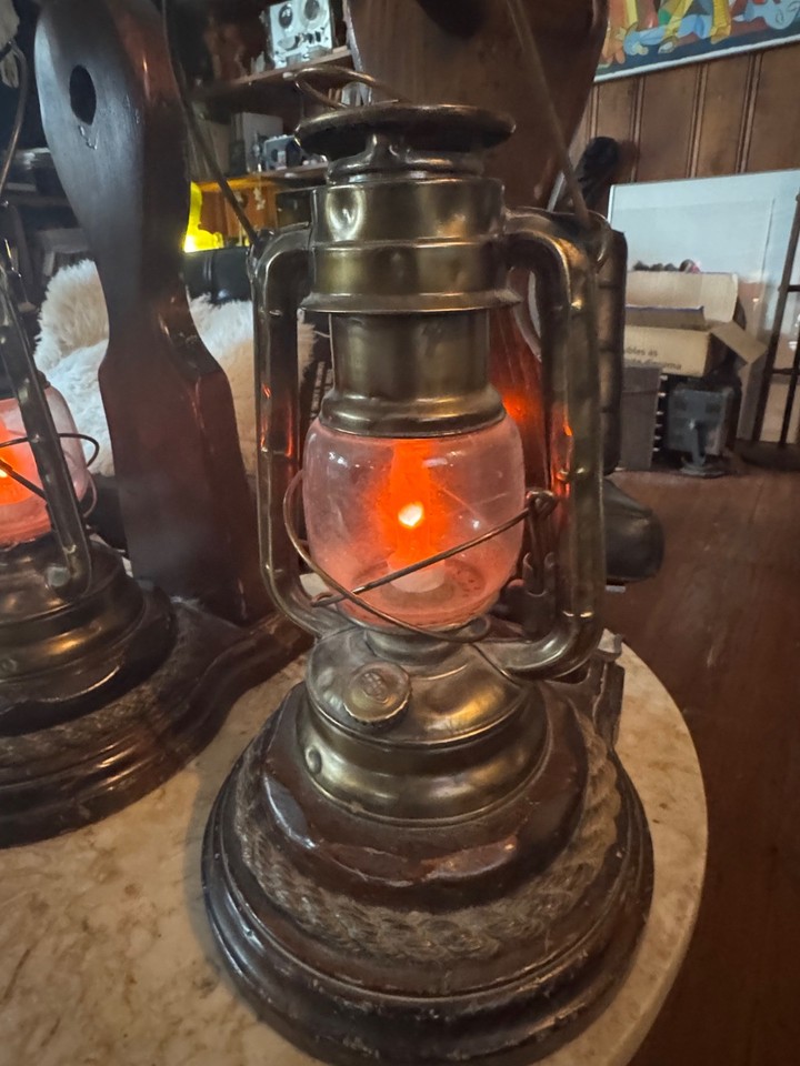 Vintage Nightwatch Lamp Co Table Lamp Wood Nautical Metal Lantern Night ...