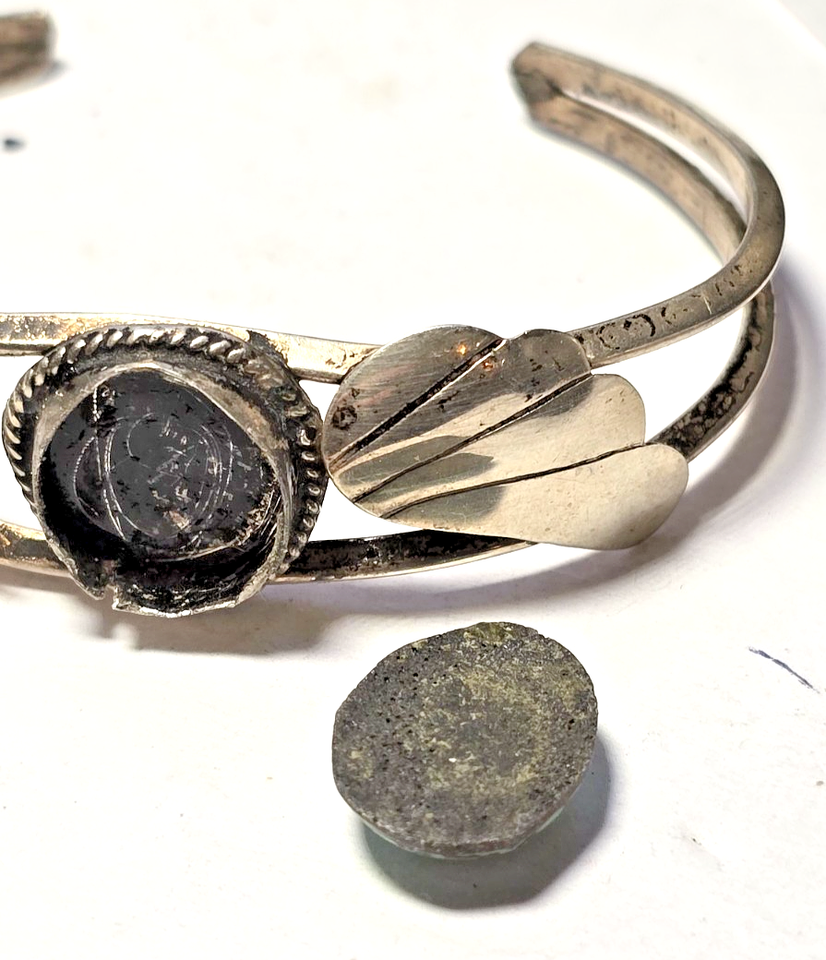 Navajo Sterling Silver Turquoise Cuff Bracelet,Twisted Rope Bezel ...