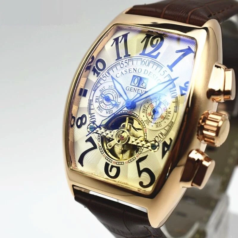 CASENO Men's Automatic Tourbillion Mechanical Wrist Watch Vintage ...