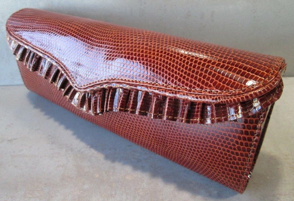 LANA MARKS SIENNA LIZARD CLEOPATRA CLUTCH PURSE/BAG w/ TASSEL,SELF ...