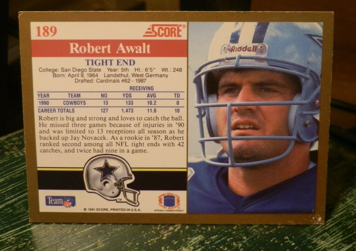 ROBERT AWALT 1991 SCORE FOOTBALL CARD # 189 | eBay