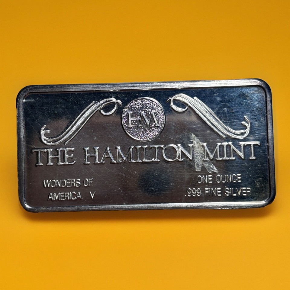 Vintage Hamilton Mint Wonders of America 1 oz .999 Silver Bar Stone ...