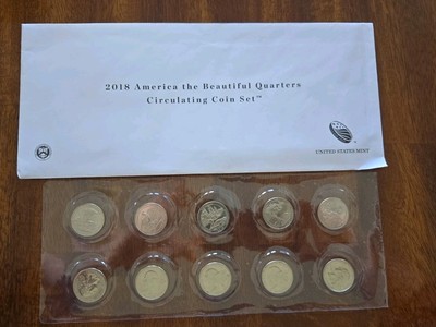 2018 U.S. Mint America the Beautiful Circulating Coin Set Quarters P ...