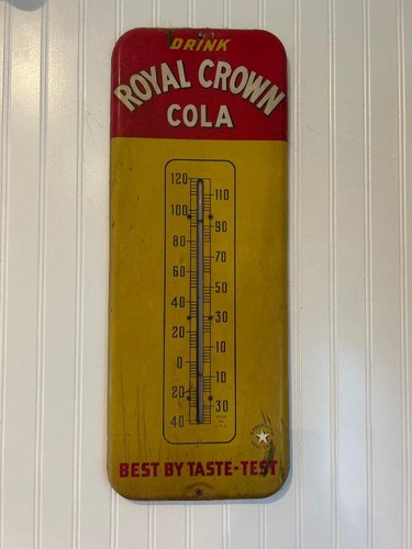 ORIGINAL DRINK ROYAL CROWN RC COLA SODA METAL THERMOMETER ANTIQUE | eBay