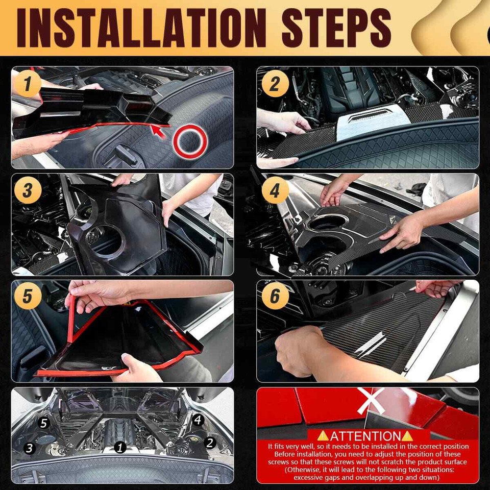 Carbon Fiber Rear Engine Bay Panel Cover Frame Guard For Corvette C8 ...