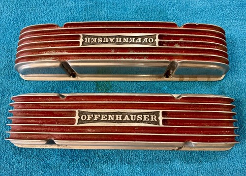 55-59 Offenhauser Aluminum Valve Covers SBC Small Block Chevy Staggered ...