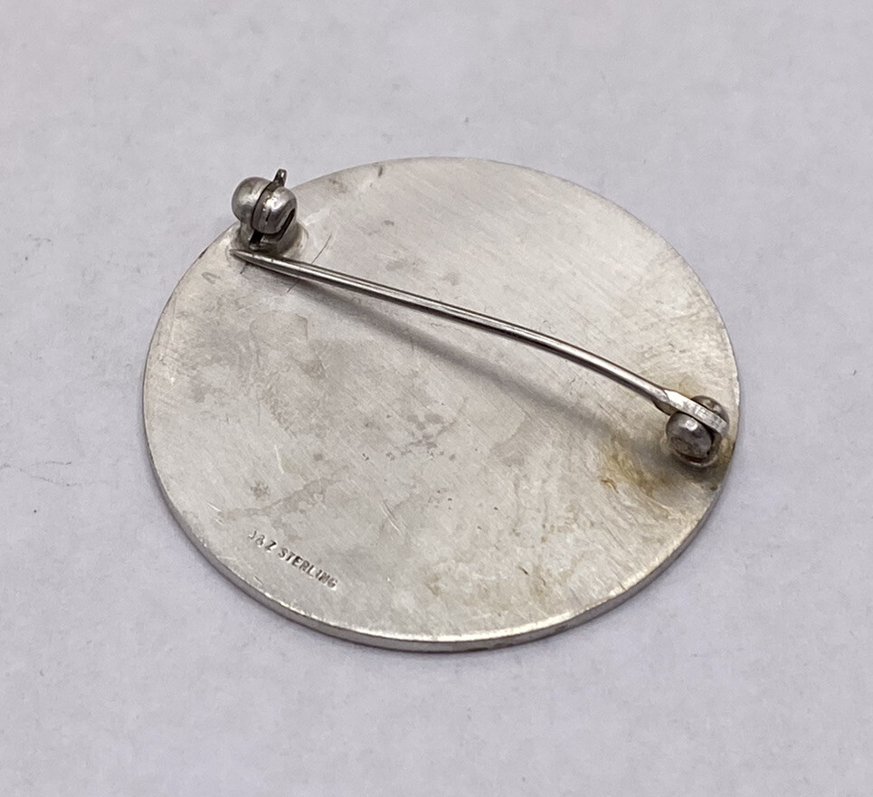 VINTAGE SIGNED STERLING SILVER MONOGRAMMED ROUND ETCHED PIN BROOCH | eBay