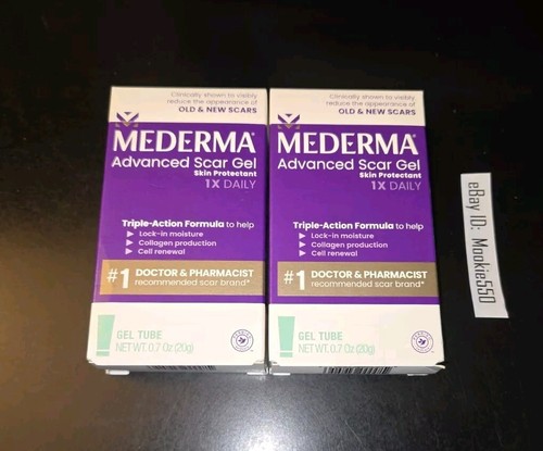 2 Box Lot MEDERMA Advanced Scar Gel Skin Protectant 0.7 Oz (20g) EXP 05 ...