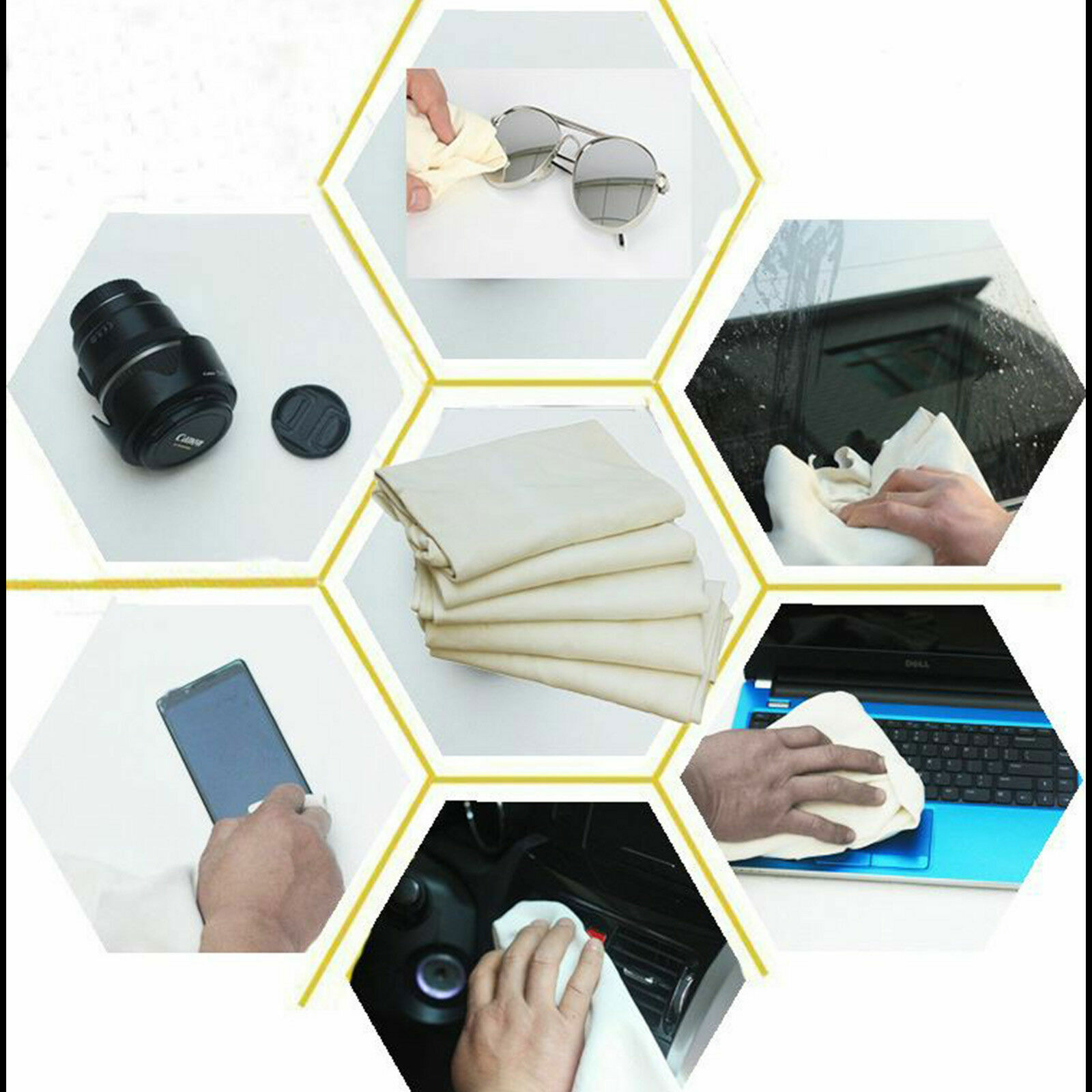 90*60cm Large Natural Chamois Leather Car Cleaning Cloth Absorbent ...