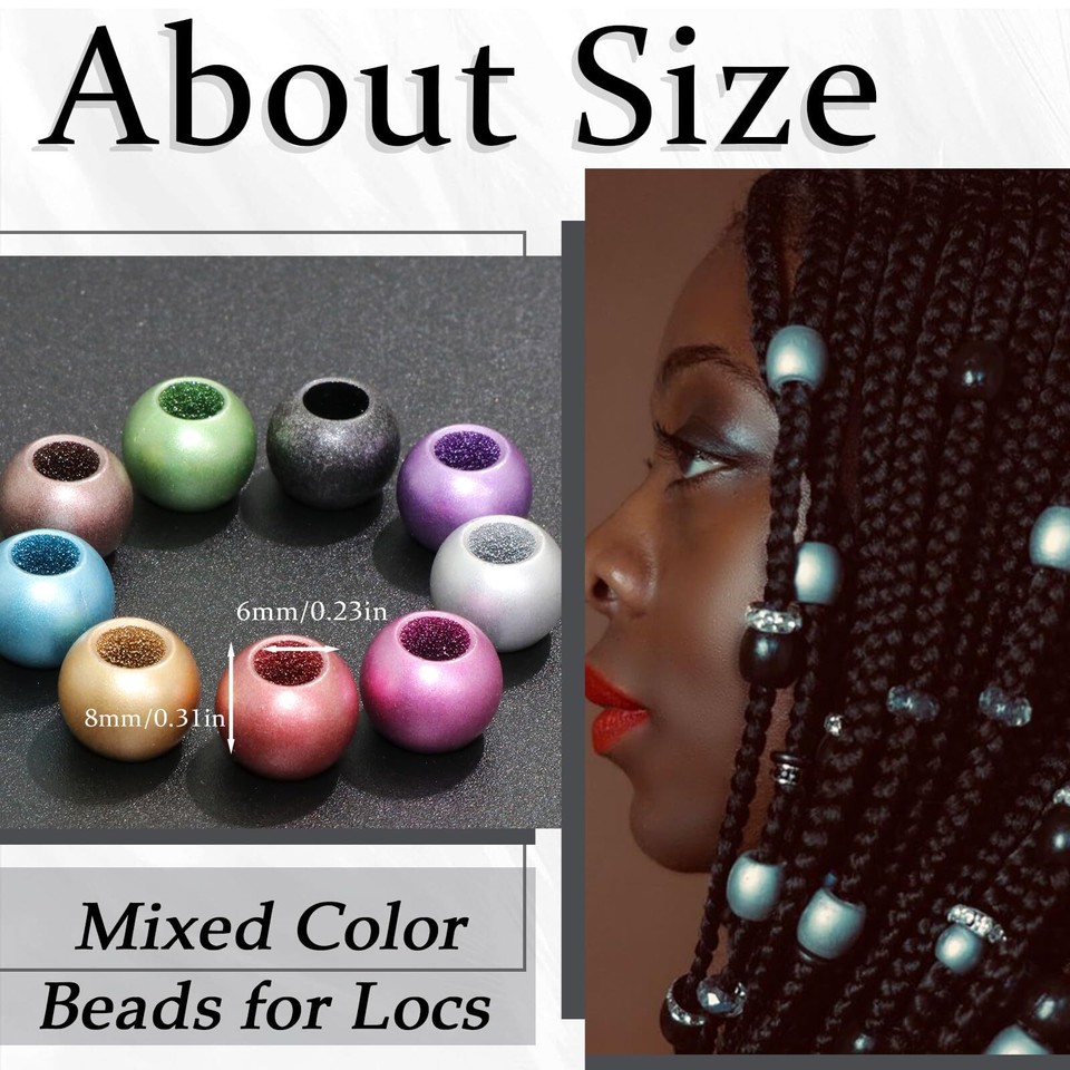 50PCS Hair Beads for Braids Mix Color Loc Dreadlock Beads Acrylic Jumbo ...