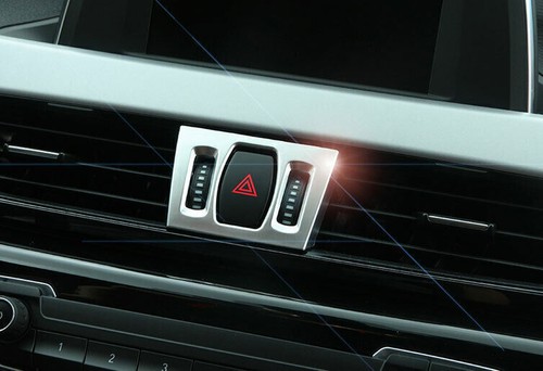 16-21 Car Inner Console Emergency Button Cover Trim Matte Silver For ...