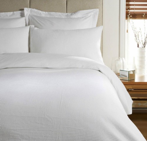 100% Cotton 5pcs Luxury White Waffle Quilt/Doona/Duvet Cover Set - S D ...
