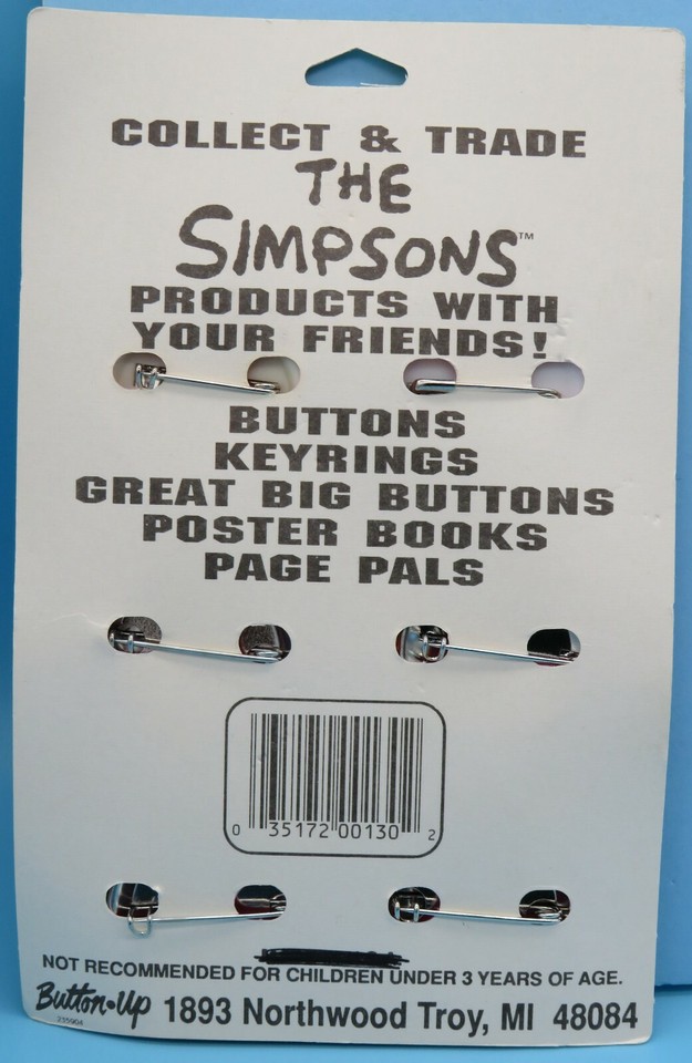 THE SIMPSONS BUTTON Set of 6 vtg '90 Bart Homer Lisa Marge BARTMAN ...