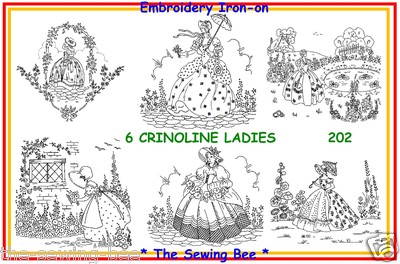202 new 6 Crinoline Lady - Ladies Embroidery IRON-ON Transfers Patterns ...
