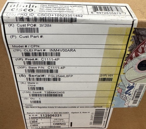 Open Box Cisco C1111-4P Router with 4-Gigabit Ethernet (GbE) Dual Ports ...