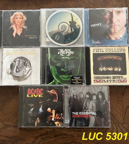 LOT DE 8 CD DIVERS AC/DC, AEROSMITH, QUEEN, BLACK EYED PEAS, PHIL ...