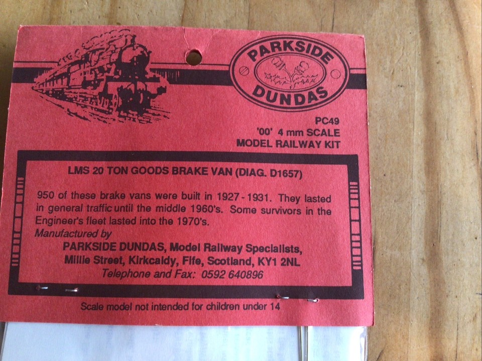 PARKSIDE DUNDAS PC49 LMS 20 Ton GOODS BRAKE Wagon 00 scale Model ...