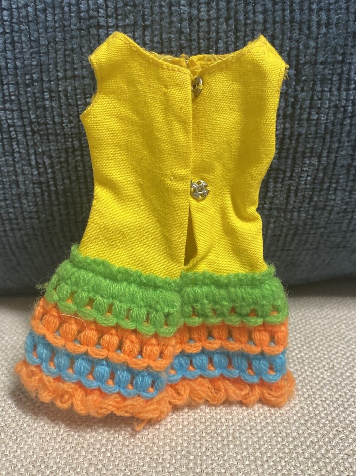 1970 Vintage Barbie Doll Loop Scoop Yellow Crochet Dress #1454 Clothing ...