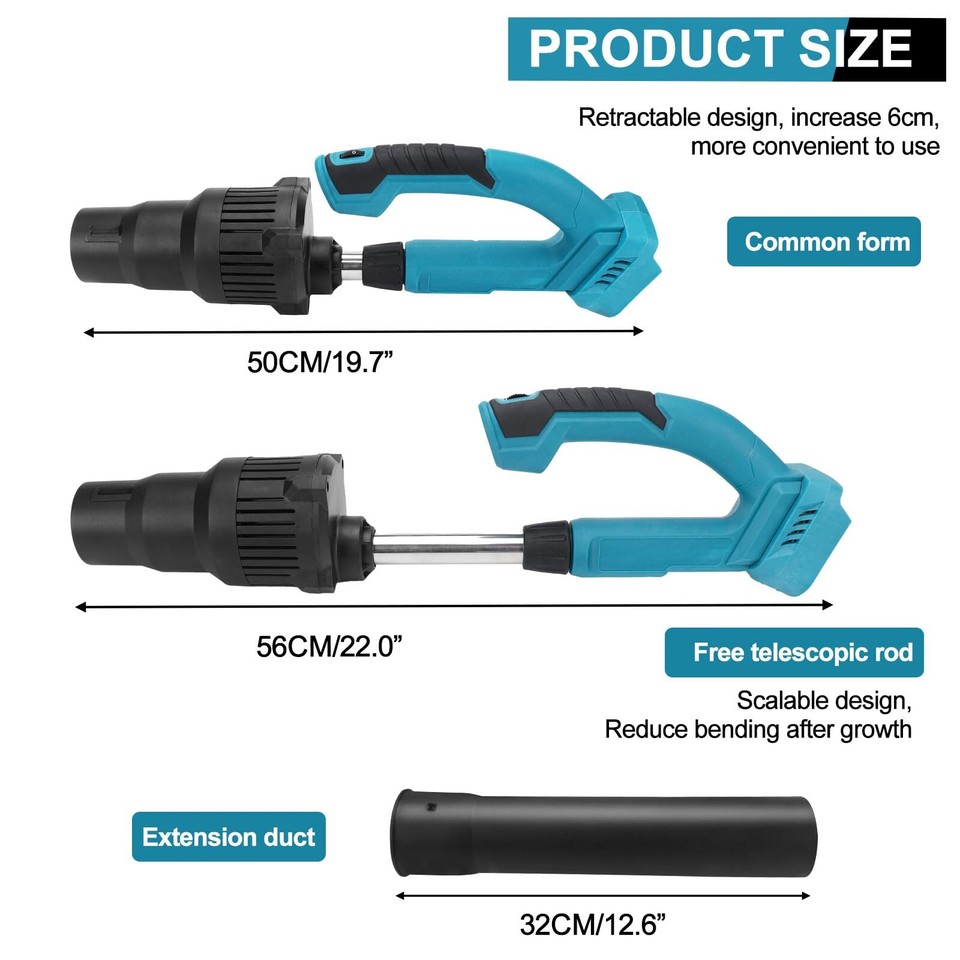 Leaf Blower Cordless For Makita 18V Battery Garden Electric Snow Dust ...