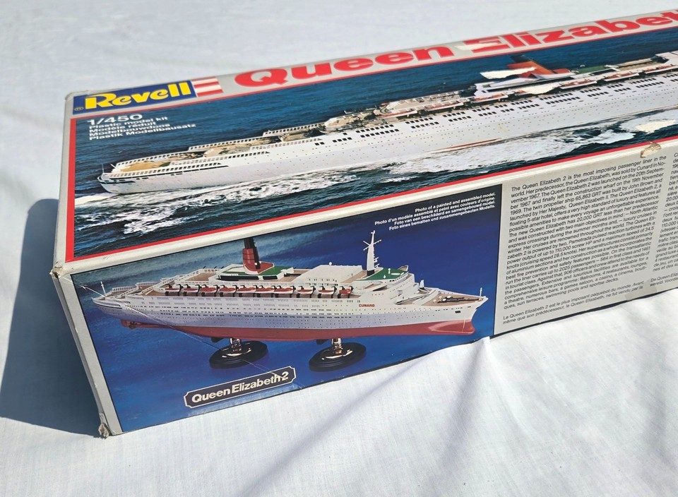 Revell - Queen Elizabeth 2 (QE2) Gray Hull - 1/450 Scale - 1983 | eBay
