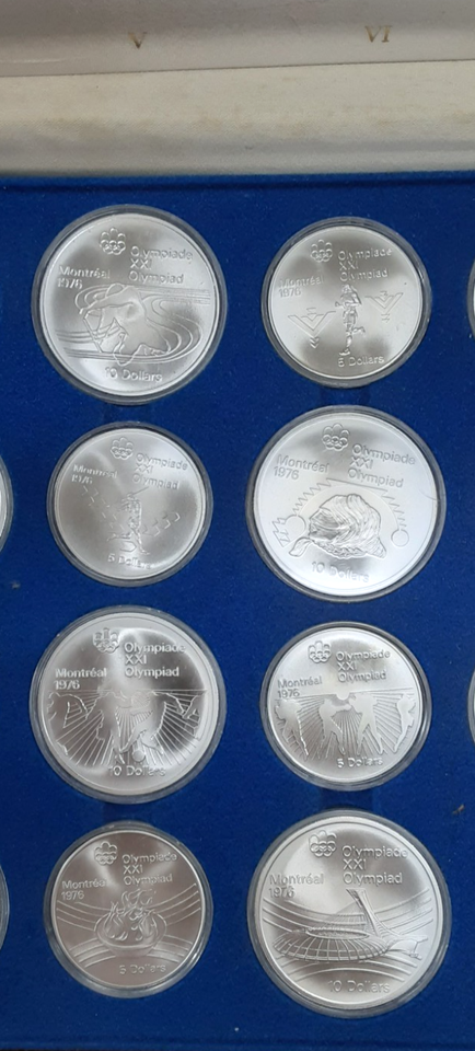 Complete 1976 Canada Montreal Olympics .925 Silver 28 Coin Set in RCM ...