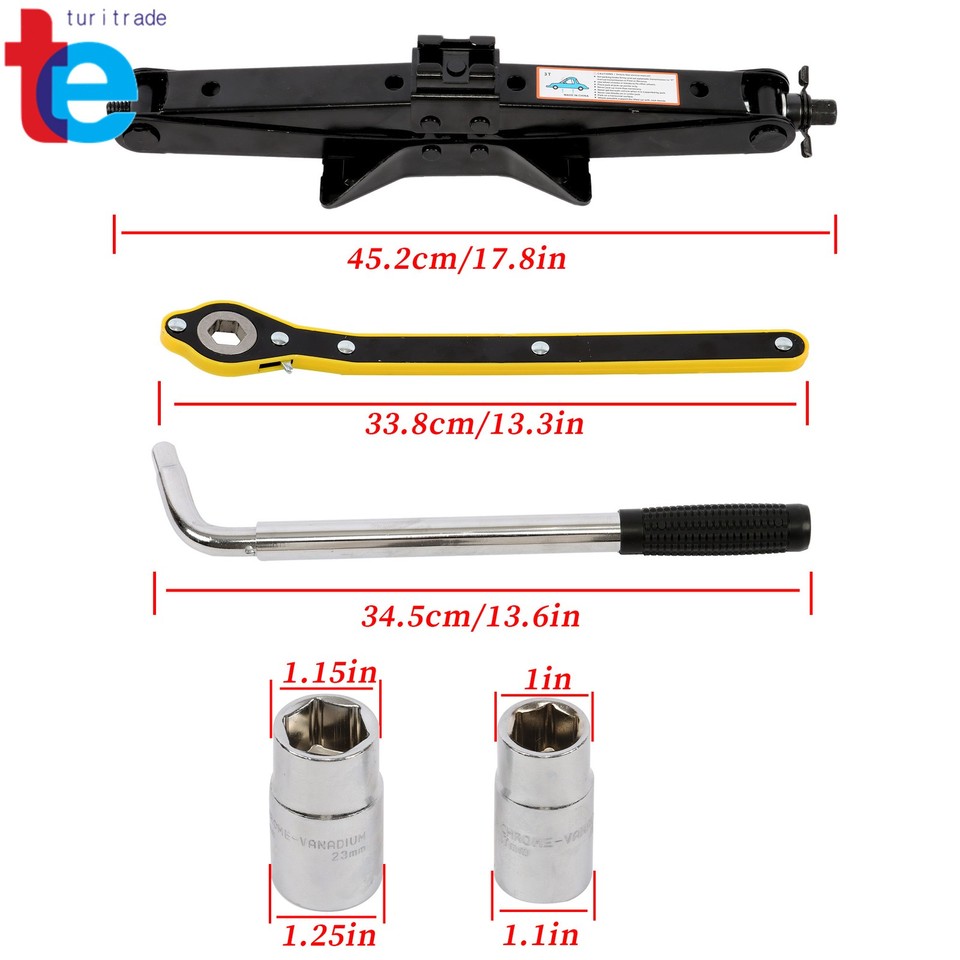 Car Jack Kit Scissor Jack for Car 3 Ton (6,600 lbs) Tire Jack Tool Kit ...