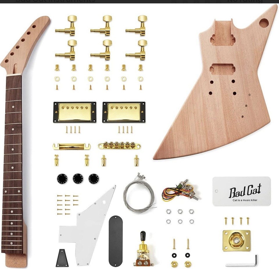 Full Set Kits Unfinished Explorer Electric Guitar DIY Mahogany Body 6 ...