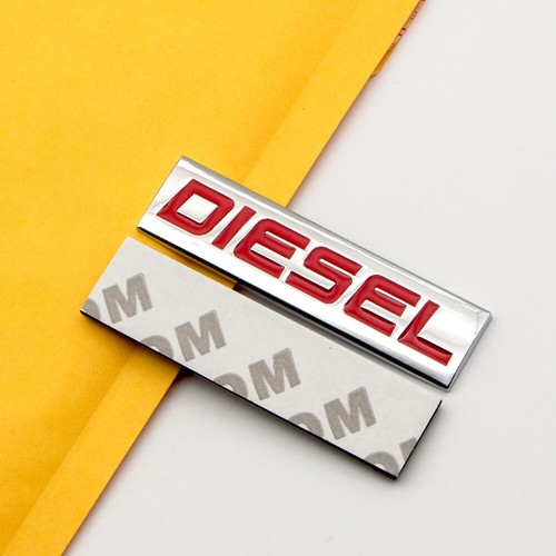 2Pcs Metal Red Chrome Fender Trunk DIESEL Logo Car Emblem SUV Turbo ...