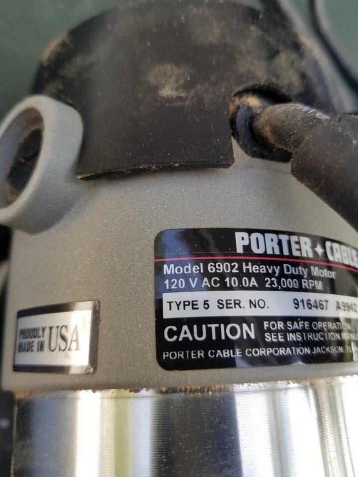Porter Cable 690 6931 6911 Heavy Duty Router w/ Case & Bases & 42690 ...