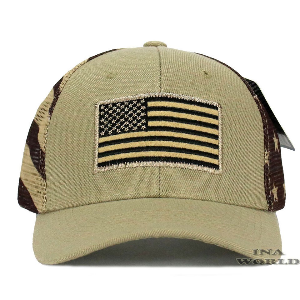 USA American Flag Hat Tactical Operator Military Flag Mesh Snapback ...