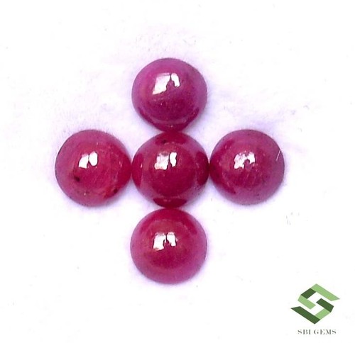 5 mm Natural Ruby Round Cabochon Lot 05 Pcs 3.60 CTS Loose Certified ...