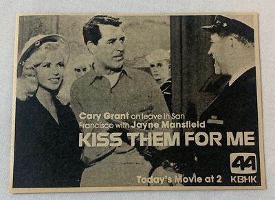 1980 KBHK tv ad~ movie KISS THEM FOR ME Cary Grant, Jayne Mansfield | eBay