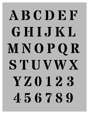 Standard 1" Numbers Letters Alphabet Stencil 8.5" x 11" Sheet FAST FREE ...