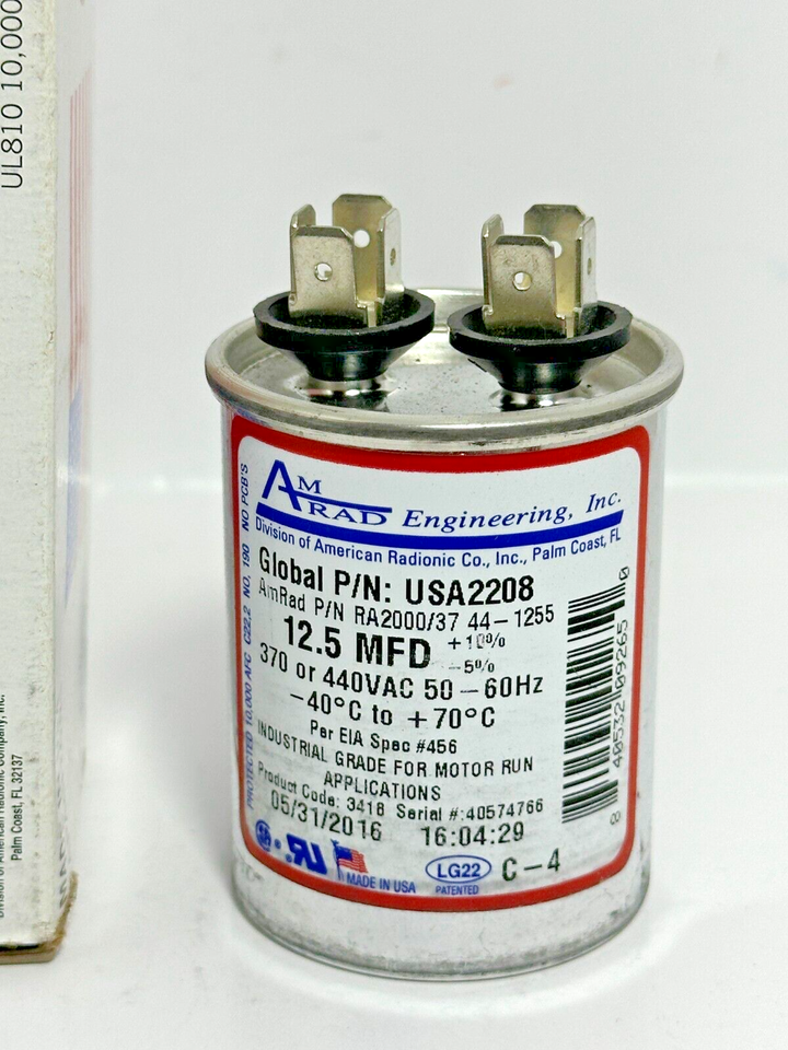 Amrad Global USA2208 Run Capacitor RA2000/37 44-1255 12.5 MFD 370 ...