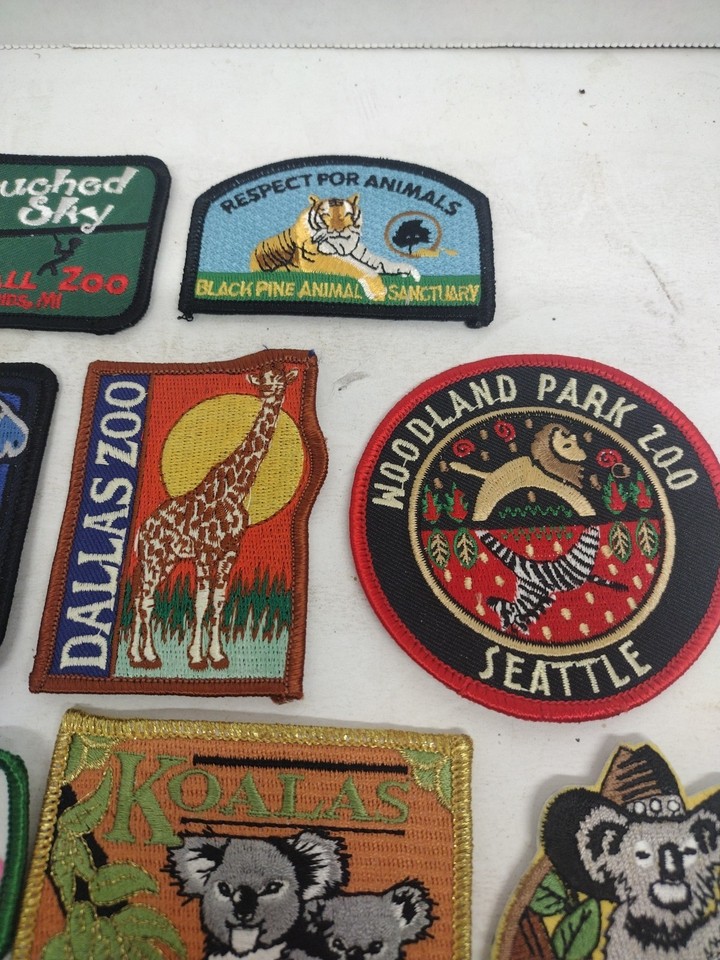 10 Vintage Zoo & Aquarium patches Nos Koala, Dallas, Seattle, Michigan ...