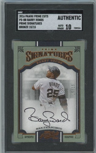 2016 Panini Prime Cuts Barry Bonds Prime Signatures Bronze Auto /15 SGC ...