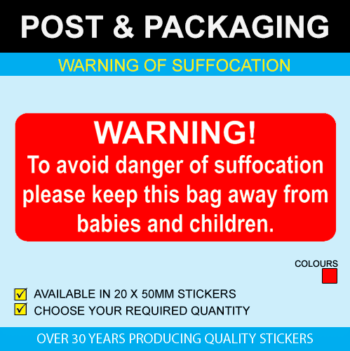Warning Of Suffocation Stickers / Labels | eBay