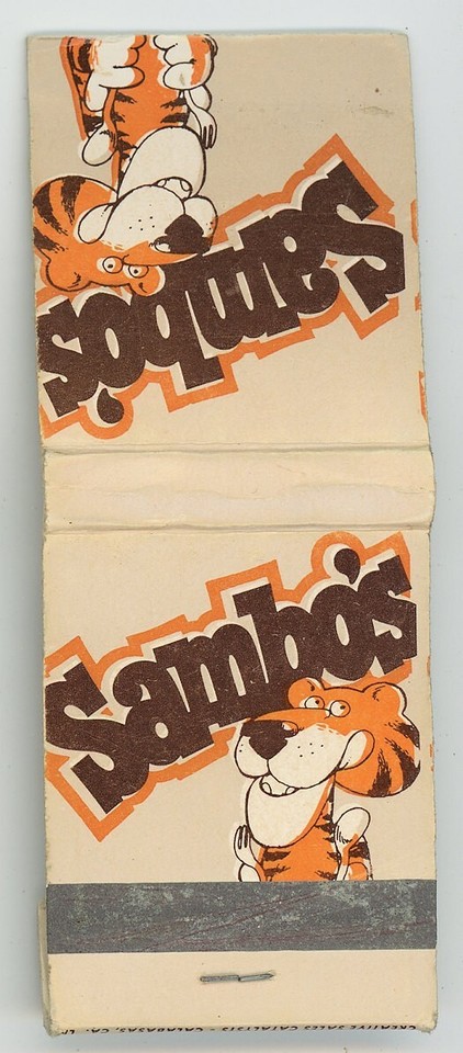 Sambo's Family Restaurant Tiger Mascot Wild Eyed Antique Matchbox D-6 ...