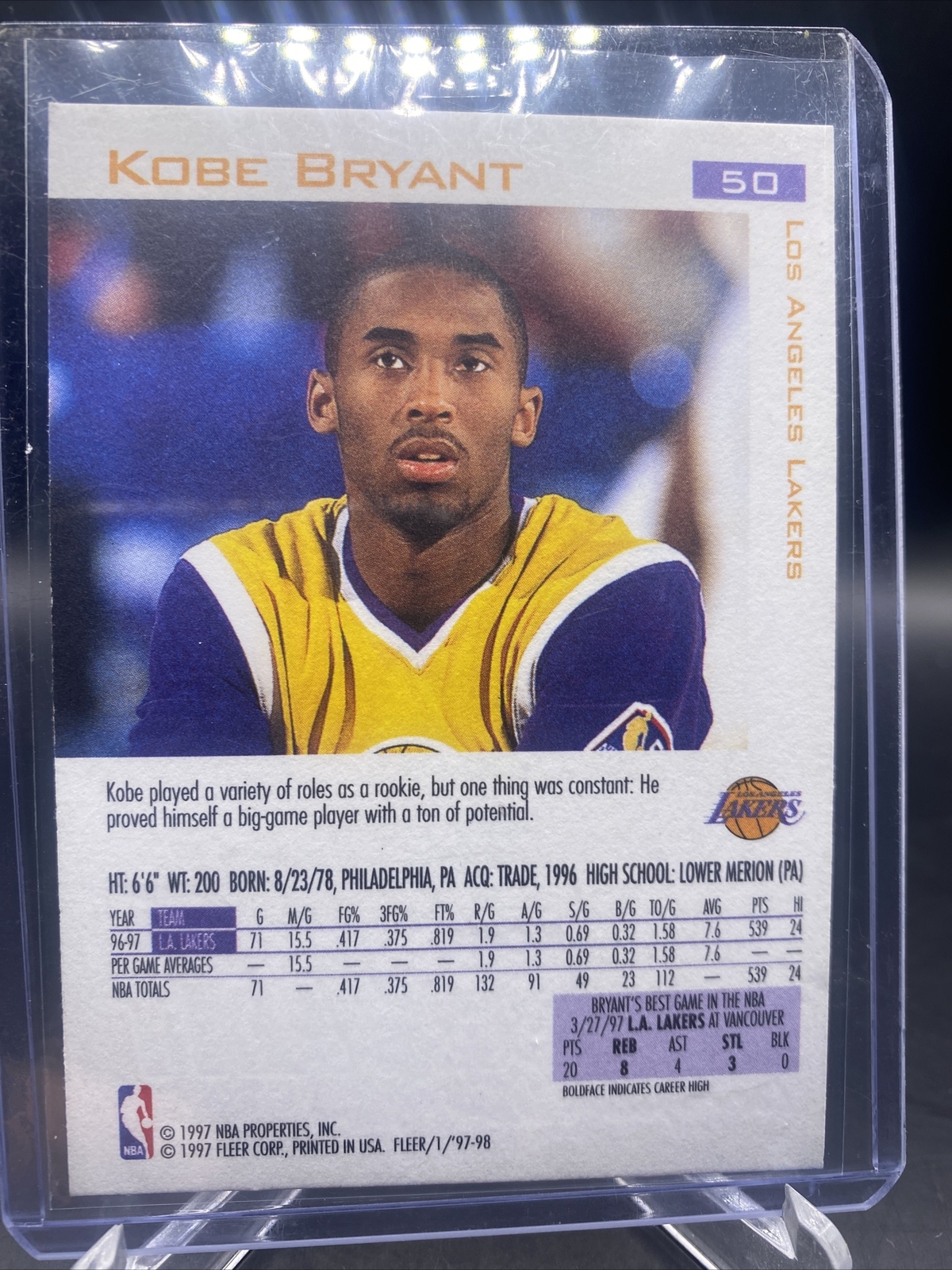 Fleer 97-98 KOBE BRYANT #50 All Rookie 1997 Los Angeles Lakers NBA | eBay