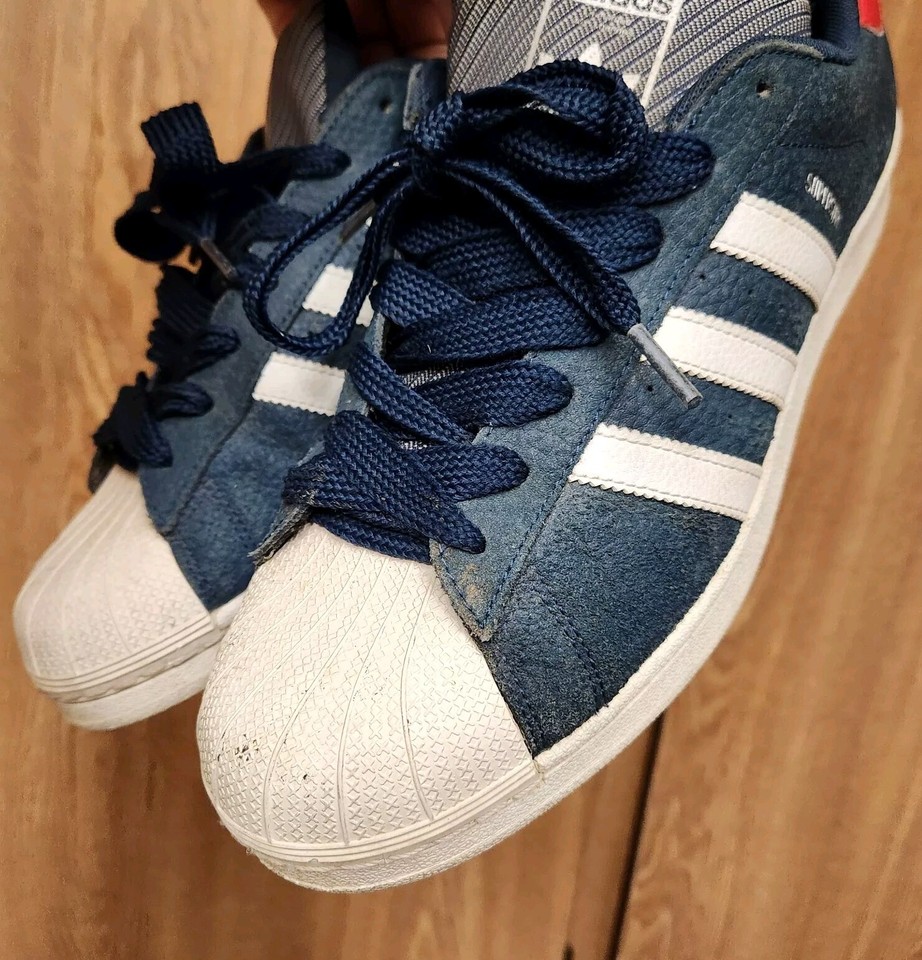 Adidas Superstar Shell toe Sneakers Blue/White/Red q16709 Mens Sz 11.5 ...