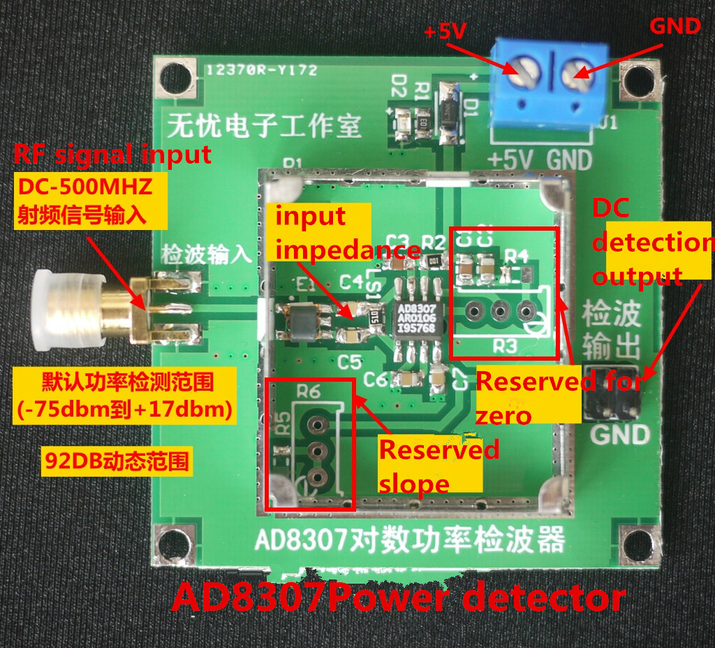 AD8307 wideband RF detector RF power meter power meter ALC AGC Strength ...