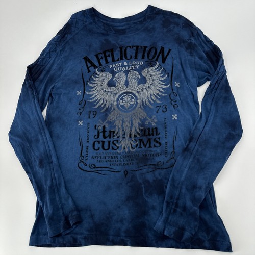 Affliction Shirt Mens XL Blue Velvet Live Fast Tie Dye Long Sleeve ...